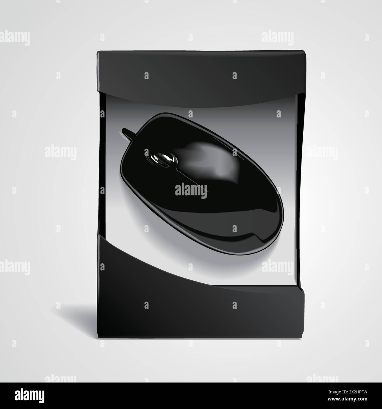 black mouse wrapped in the box isolated on white background. 3D ...