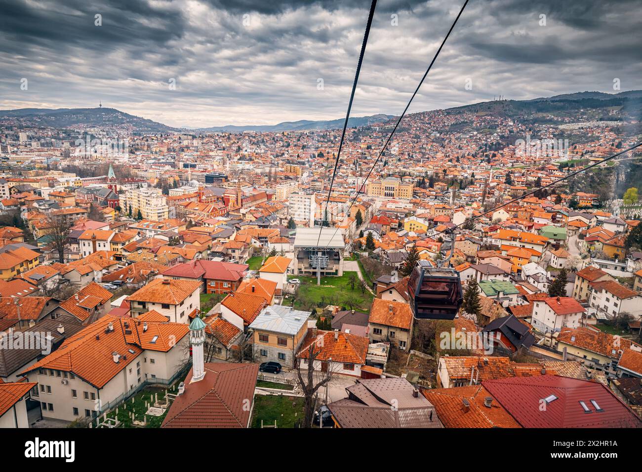 beauty of Sarajevo's landscape from the aerial viewpoint of the cable ...
