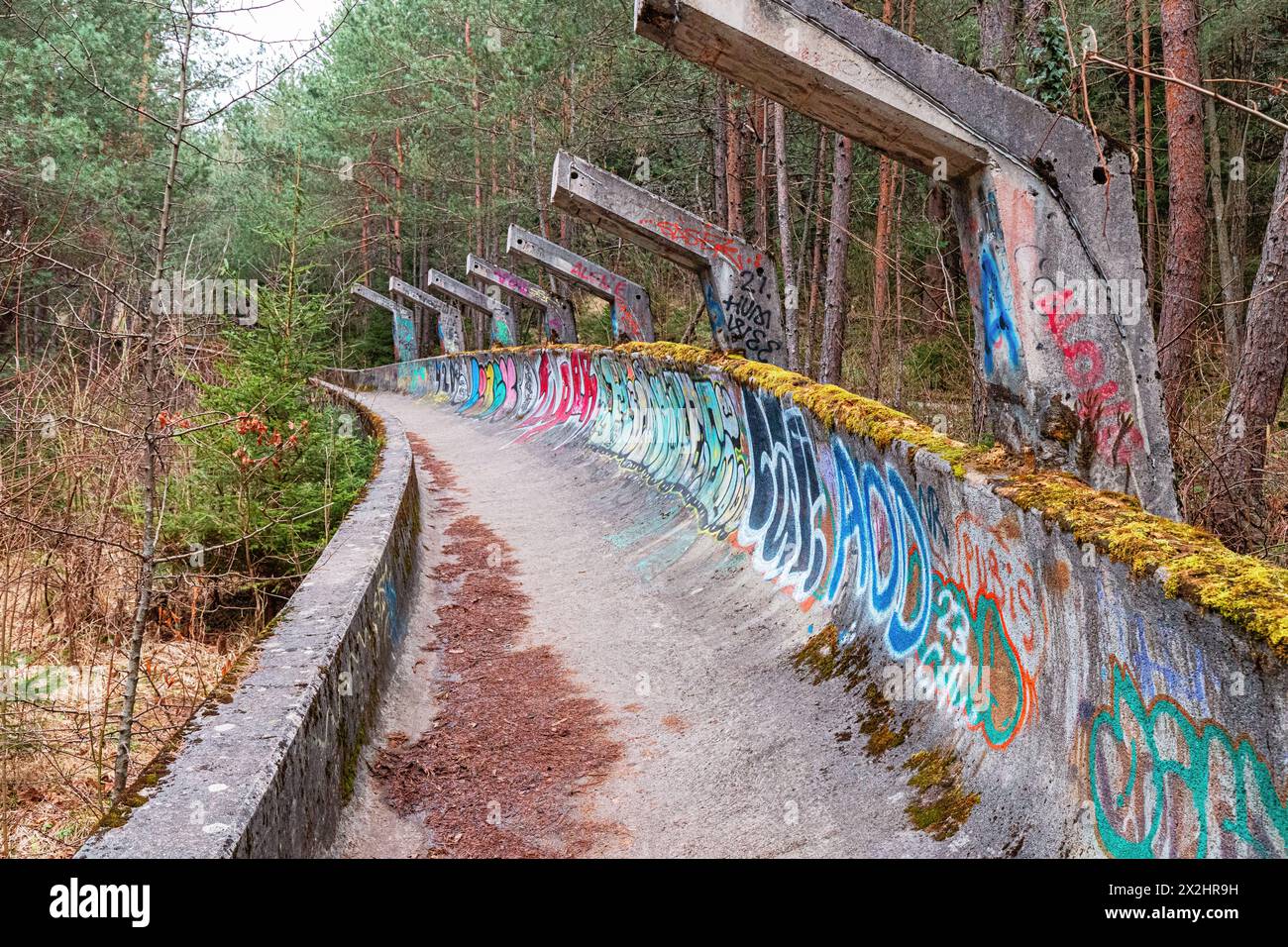 15 March 2024, Sarajevo, Bosnia and Herzegovina: The abandoned bobsled ...