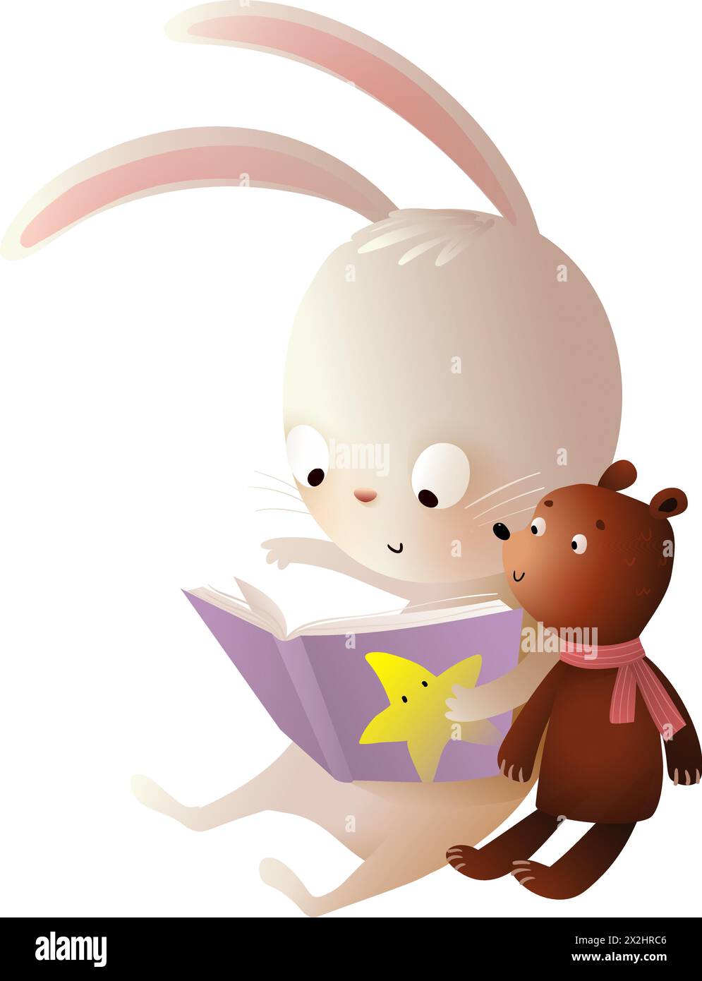 Animal reading book bunny Stock Vector Images - Alamy