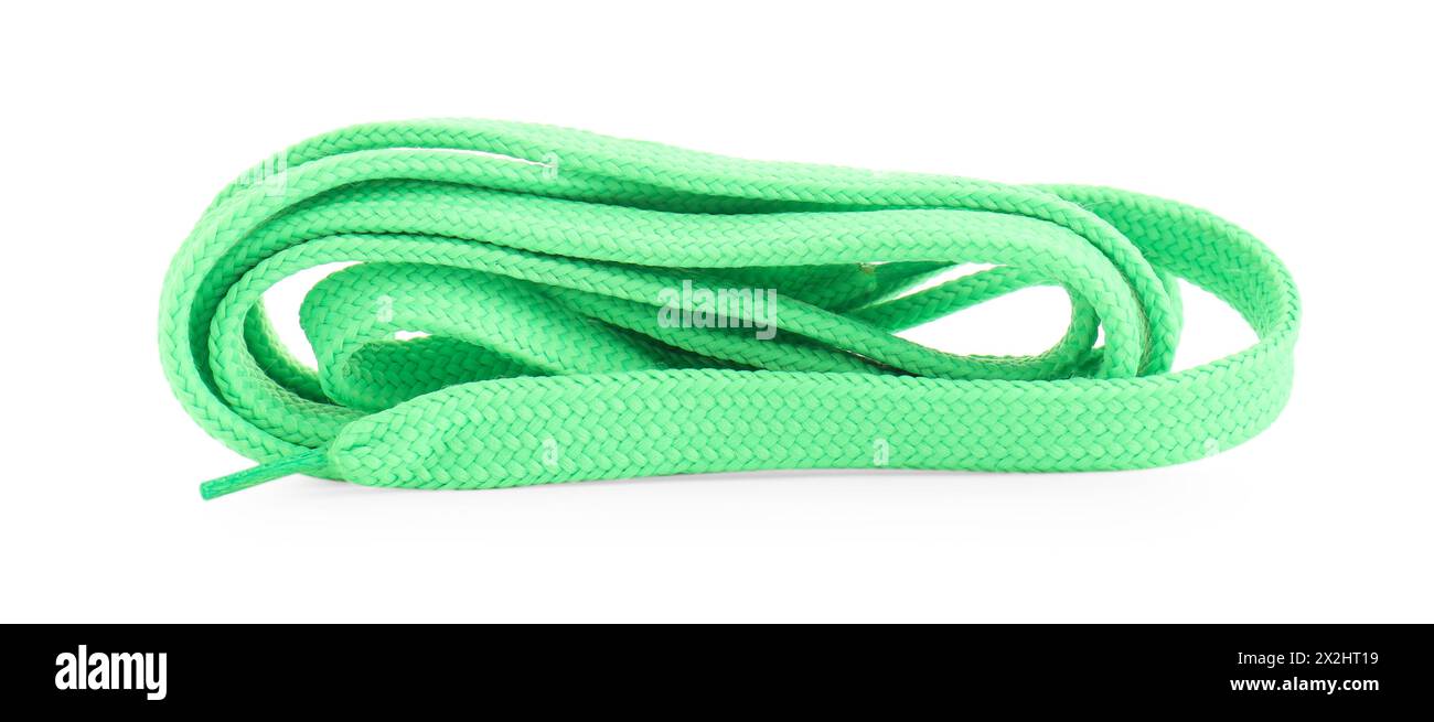 Stylish green shoe laces isolated on white Stock Photo - Alamy