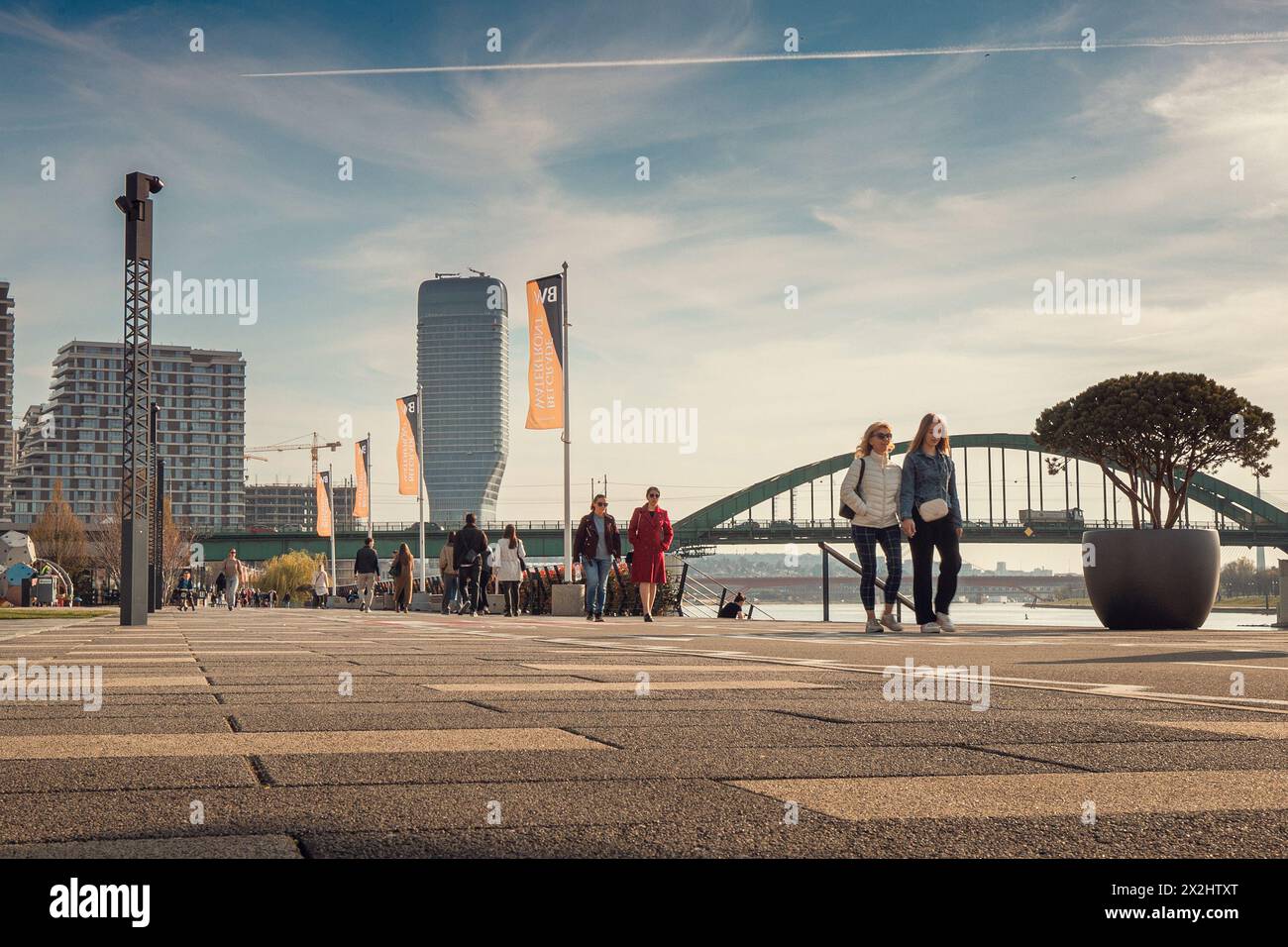 23 March 2024, Belgrade, Serbia: Belgrade's waterfront promenade: A ...