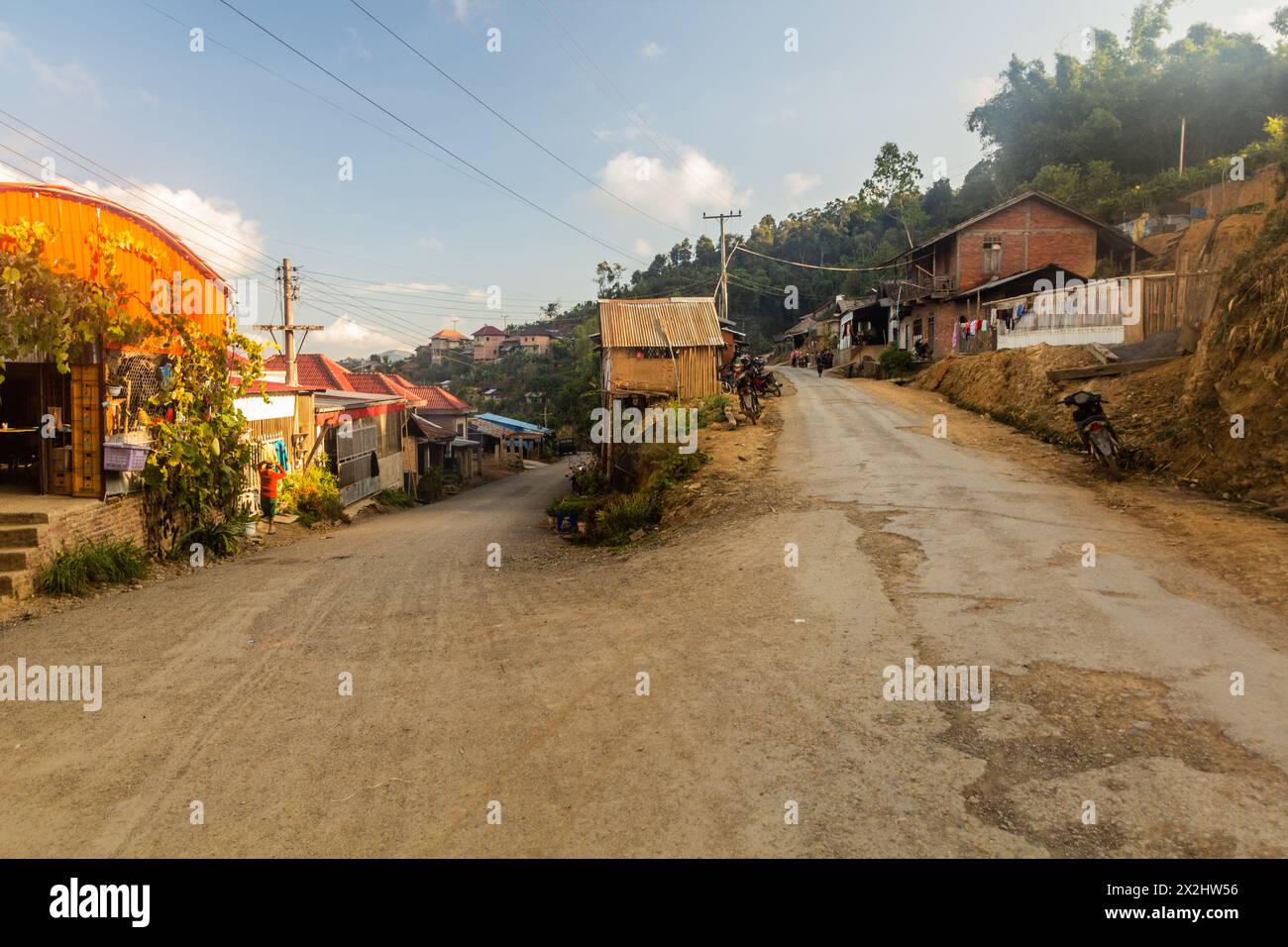 Streets in Phongsali town, Laos Stock Photo - Alamy