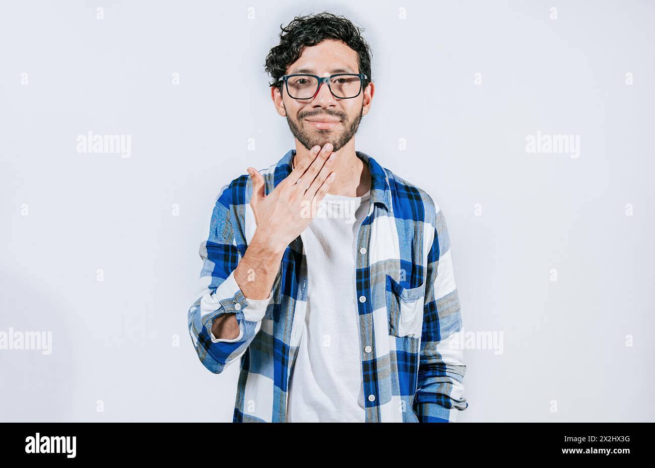 Person making THANK YOU gesture in sign language isolated. Man showing ...