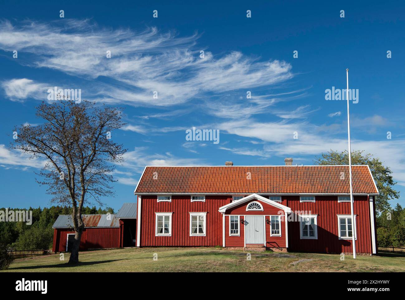 Falun red or Swedish red painted houses, farm, Geta, Aland, or Aland ...