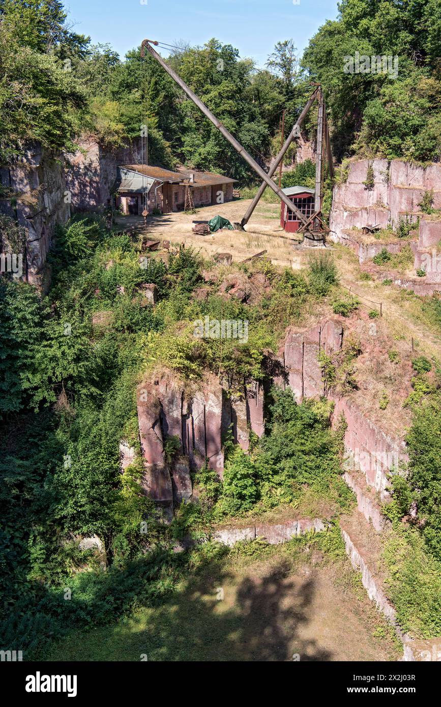 Disused Michelnau quarry, Michelnau tuff, red basalt, red lava, cinder ...