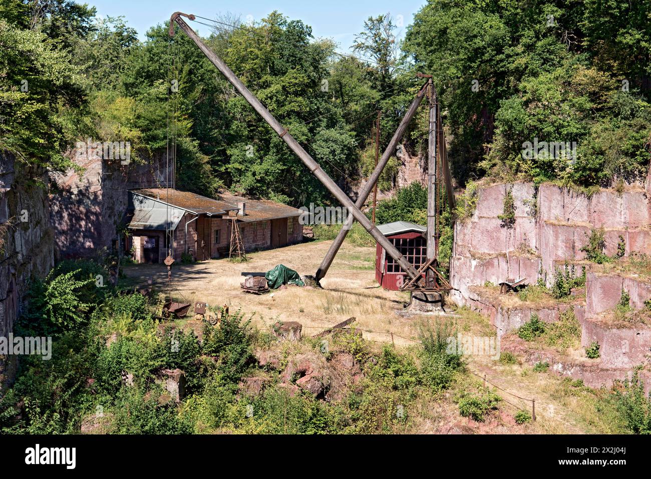 Disused Michelnau quarry, Michelnau tuff, red basalt, red lava, cinder ...