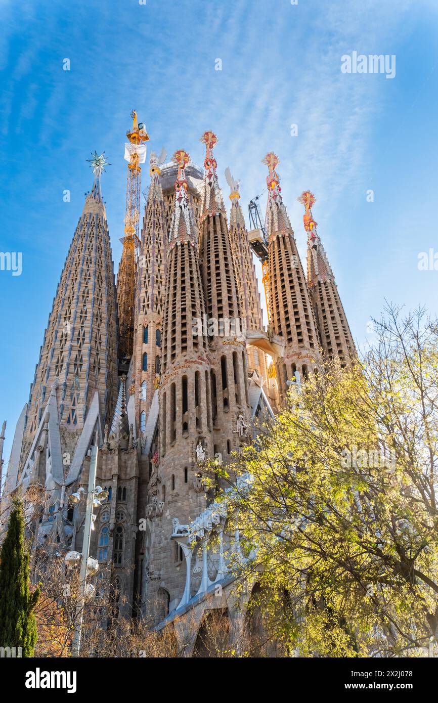 Towers of the Sagrada Familia basilica under construction, Roman ...