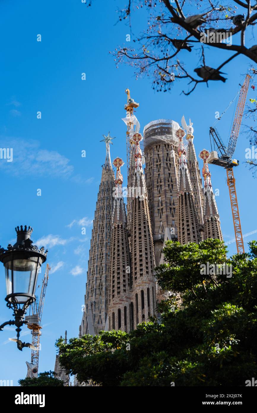 Towers of the Sagrada Familia basilica under construction, Roman ...