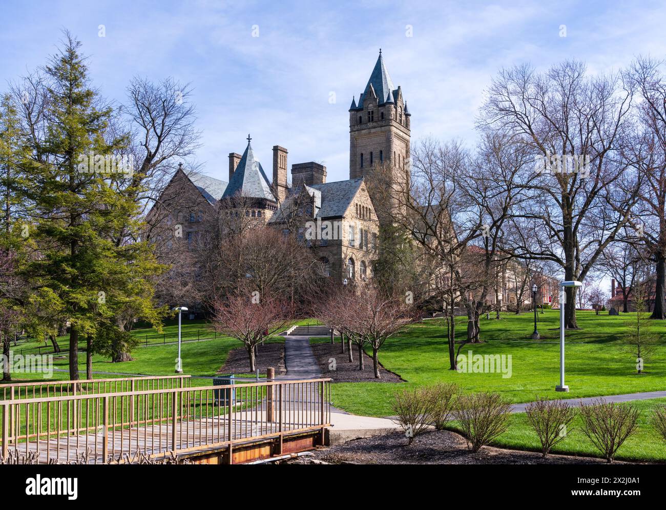 Pathway leading to historic University Hall at Ohio Wesleyan University ...