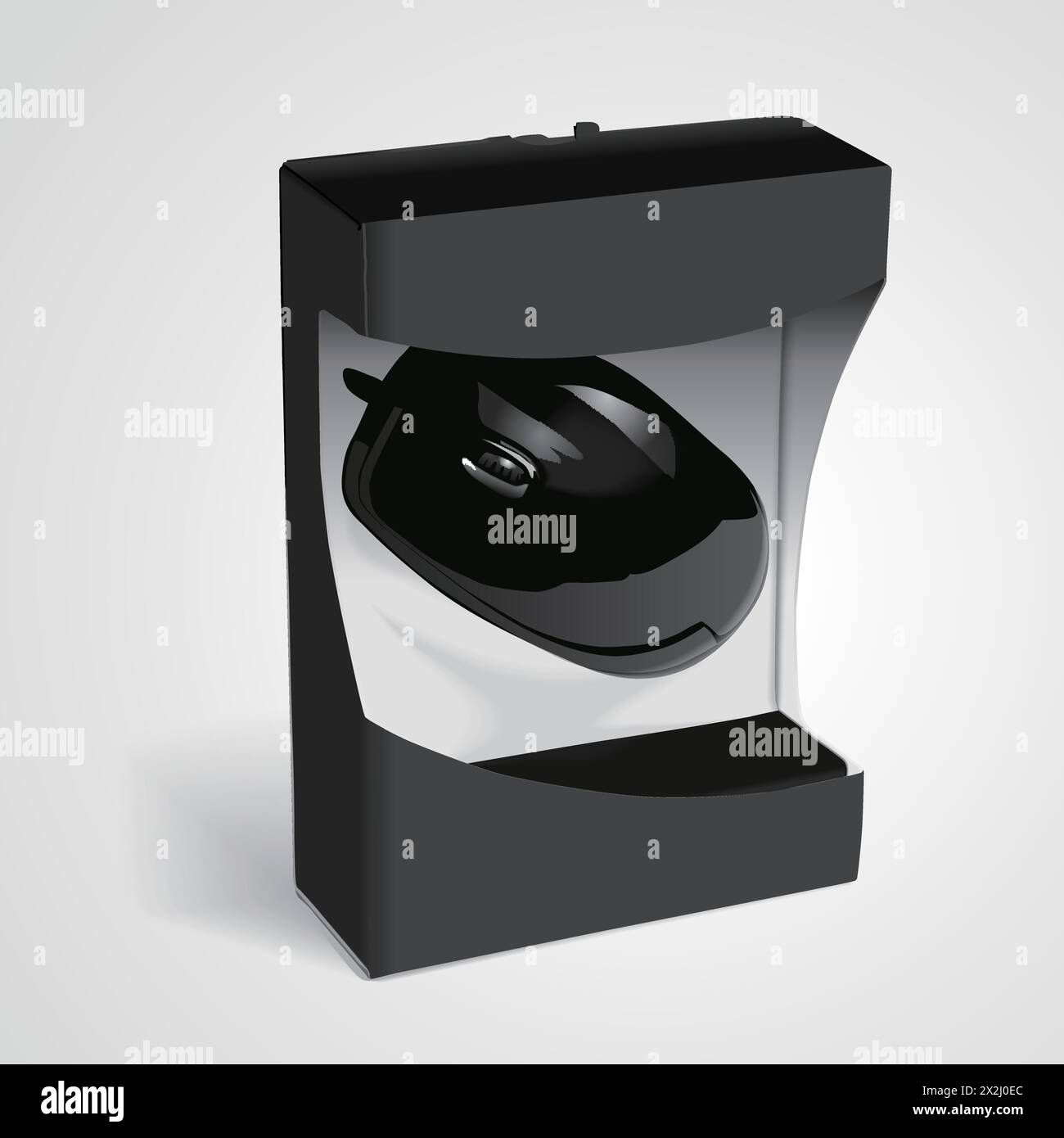black mouse wrapped in the box isolated on white background. 3D ...