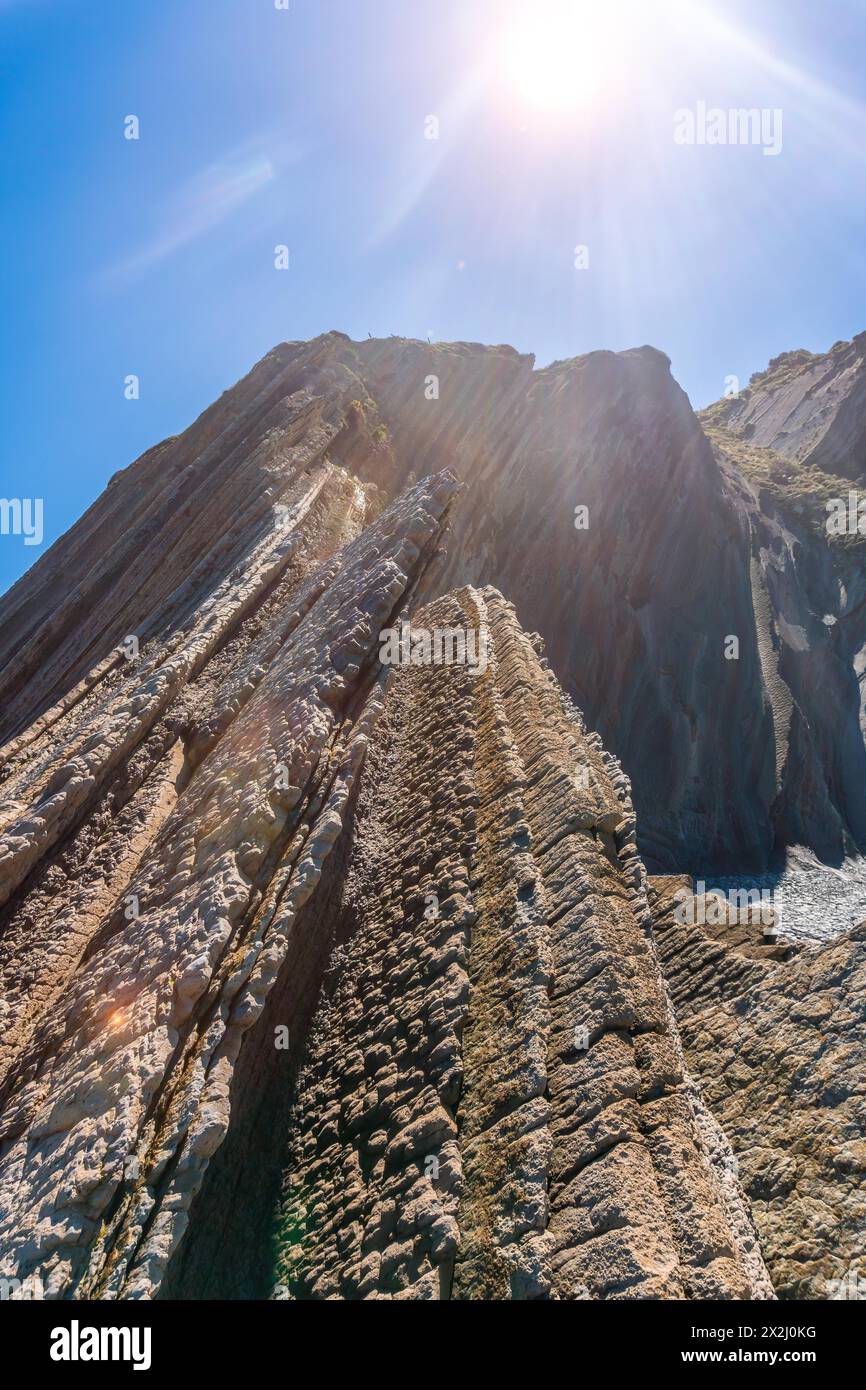 Flysch Basque Coast Geopark in Zumaia, Gipuzkoa. Layers of hard ...