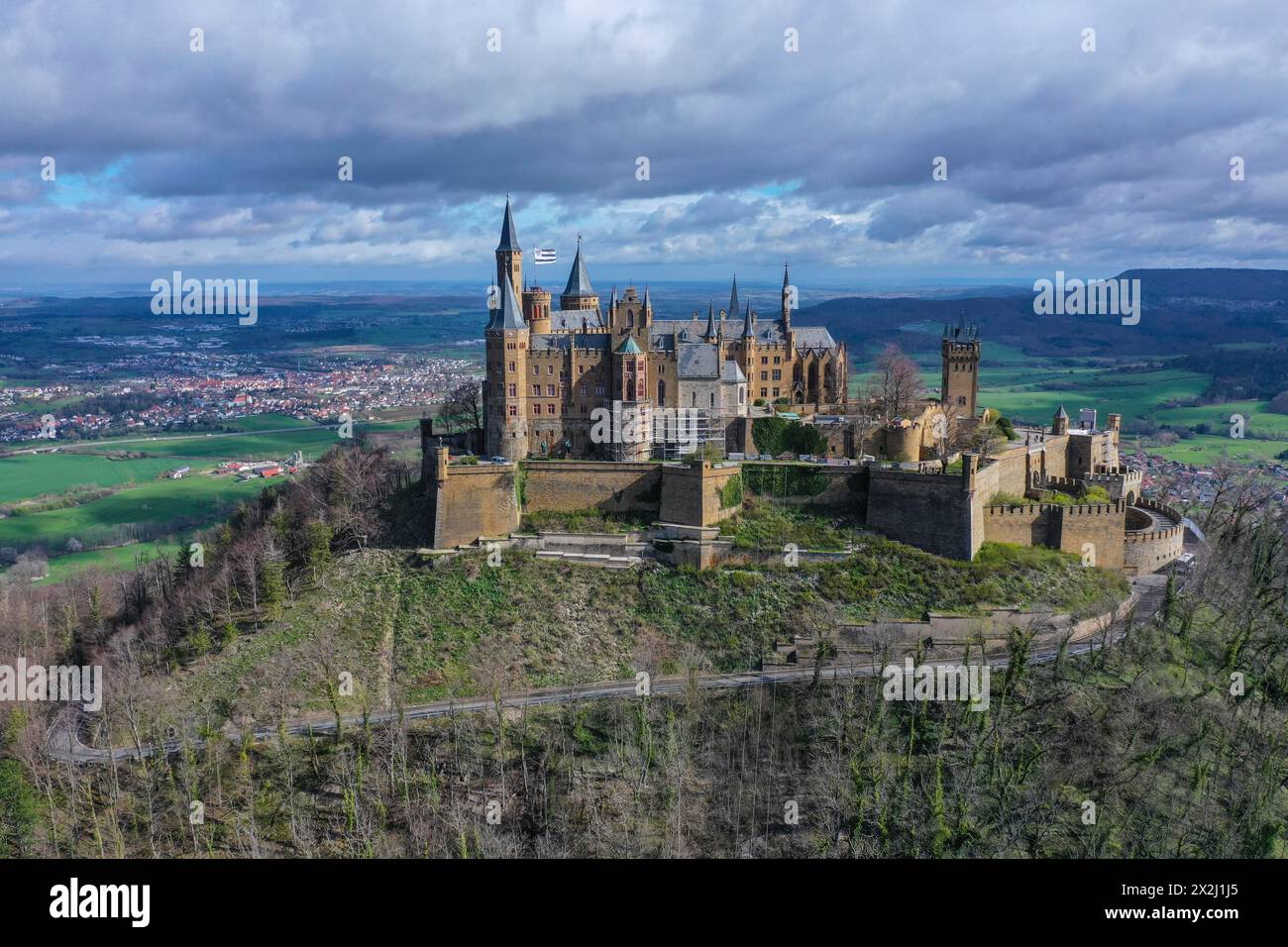 Aerial view of Hohenzollern Castle, ancestral castle of the Prussian ...