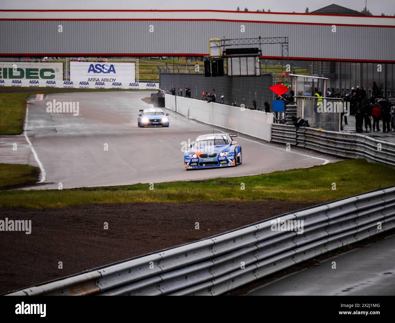 Race cars on the Anderstorp race track in Småland, southern part of ...