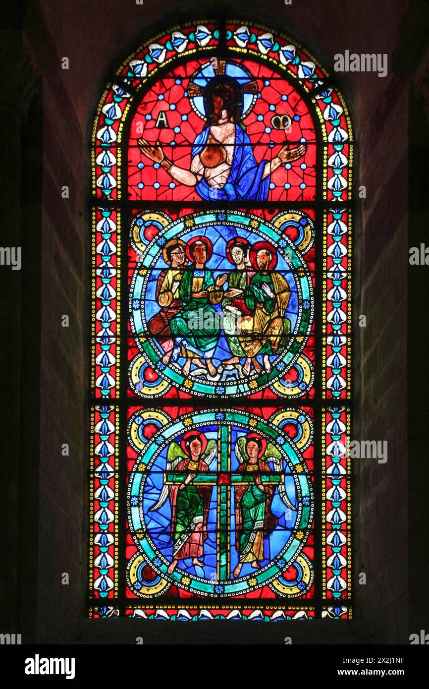 Romanesque stained glass window of the nave, Romanesque-Gothic Saint ...