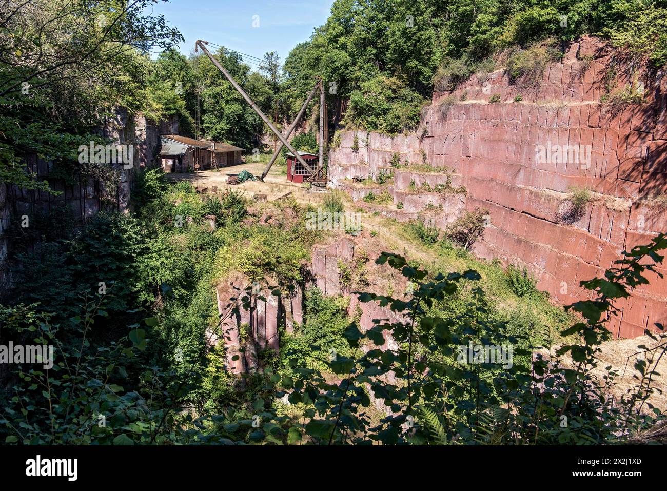 Disused Michelnau quarry, Michelnau tuff, red basalt, red lava, cinder ...