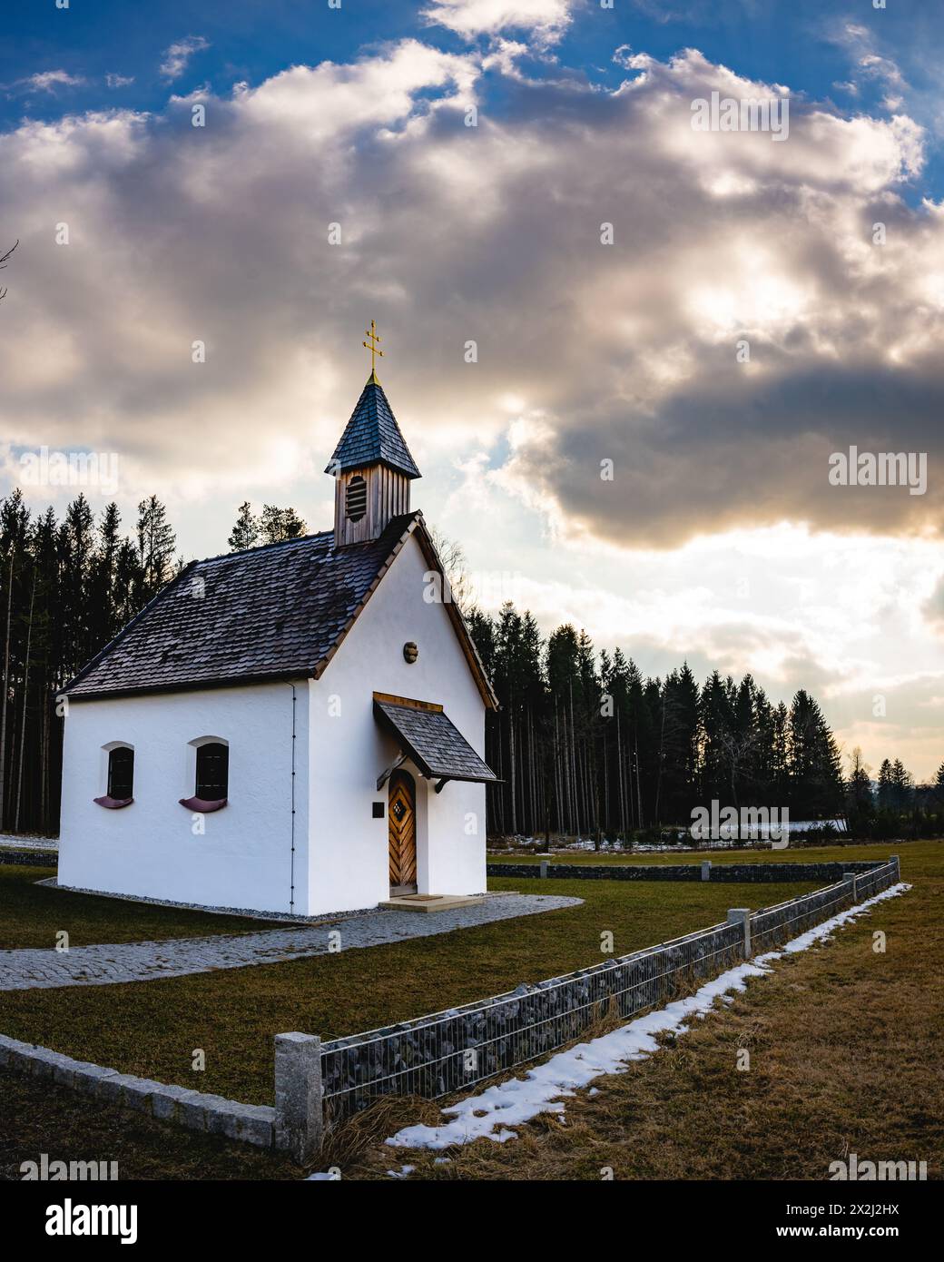 church, chapel, meadow, landscape,clouds, rain, weather, nature, etting ...