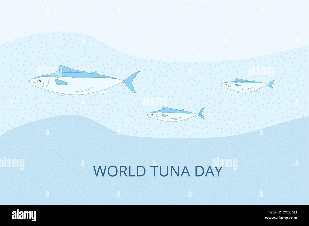 World tuna day greeting card. Holiday banner. Fish and underwater ...