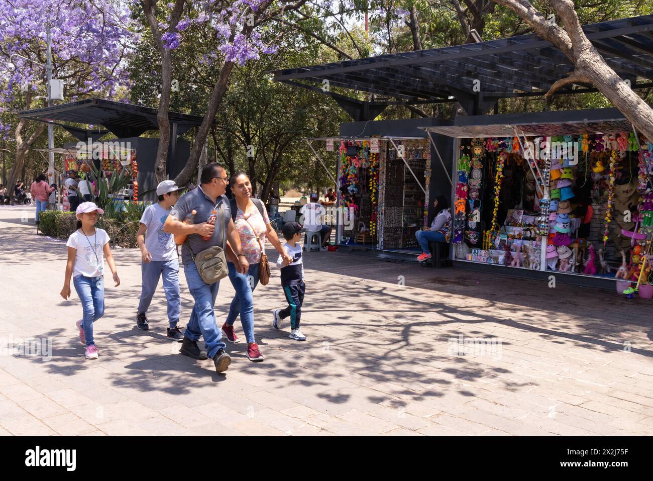 Mexico family; a mexican family, with parents and children, walking in ...
