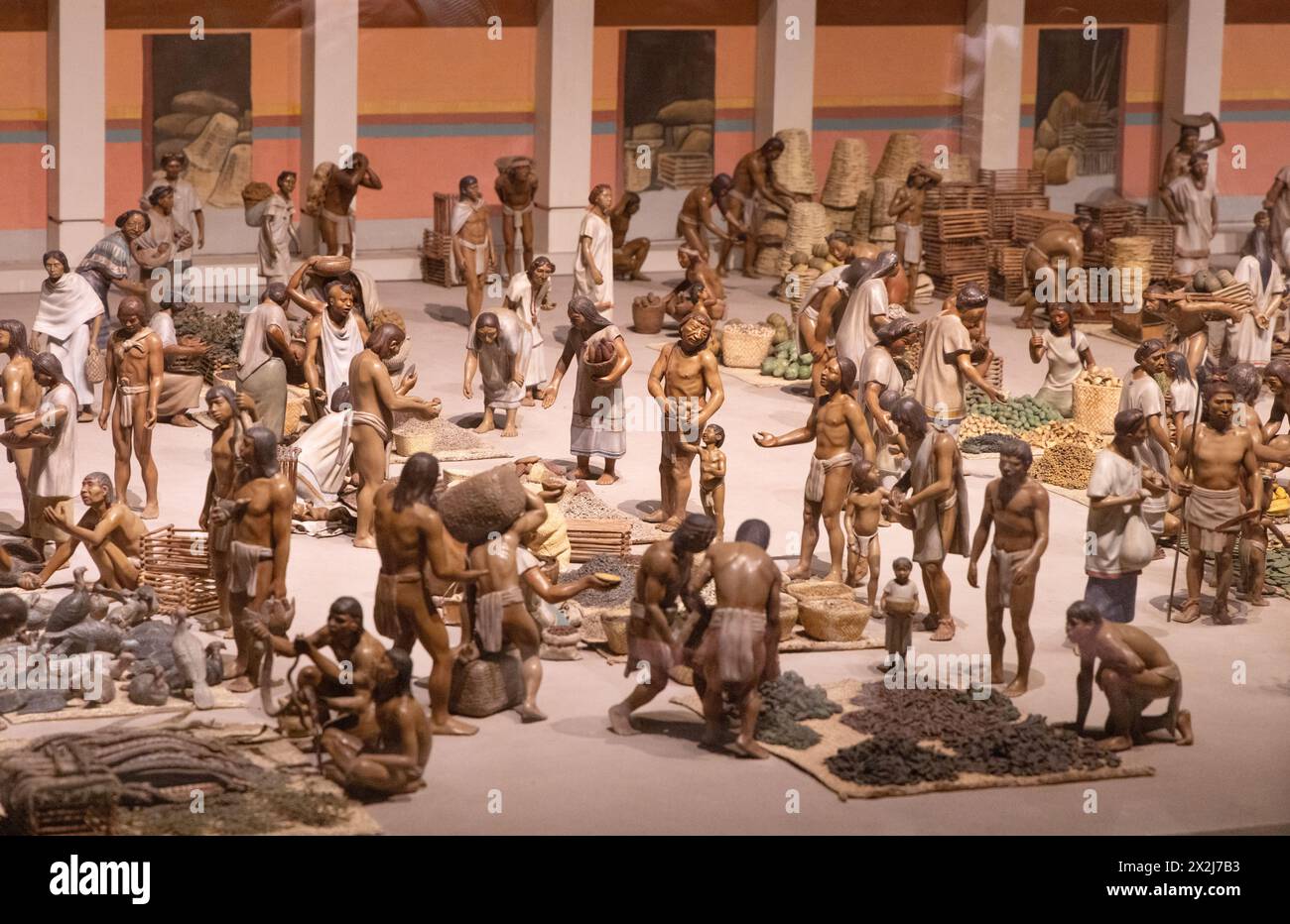 Recreation of an Aztec market, example of aztec civilization; National ...