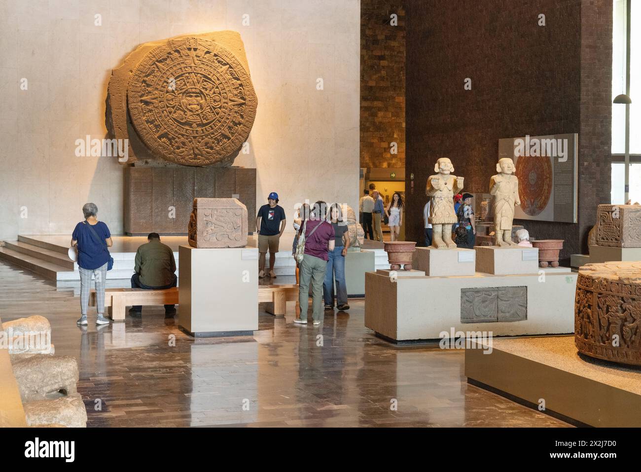 People in the National Museum of Anthropology, Mexico - interior view ...