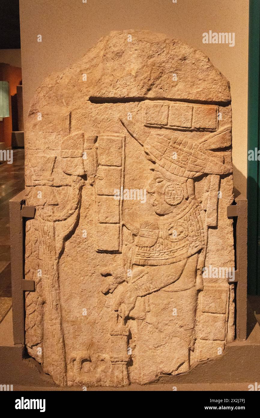 Mayan carved stone panel from the Temple of the Cross at Palenque ...