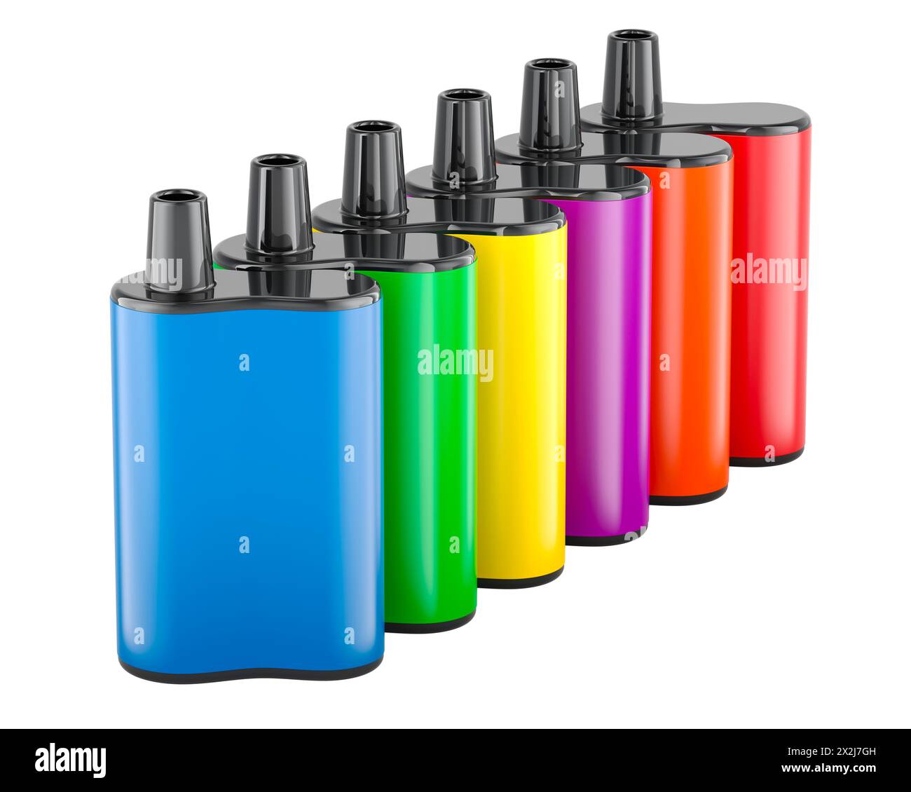 Colored Disposable Vapes, 3D rendering isolated on white background ...