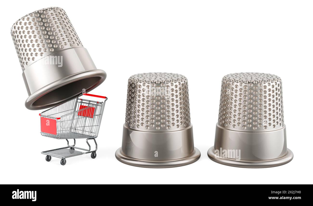 The shell game with shopping cart. rendering isolated on white ...