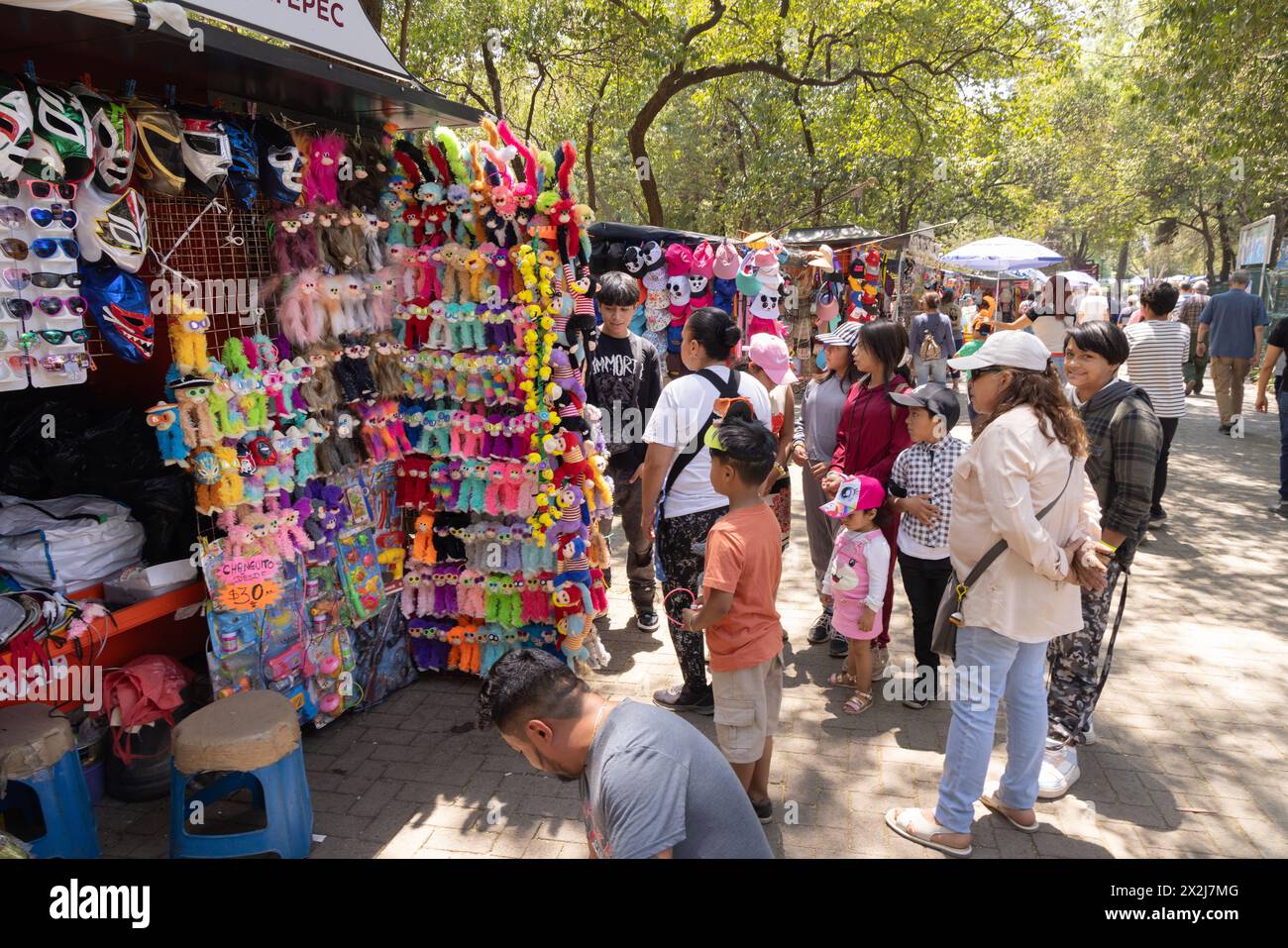 Local mexican people shopping at a street stall, Chapultepec Park ...