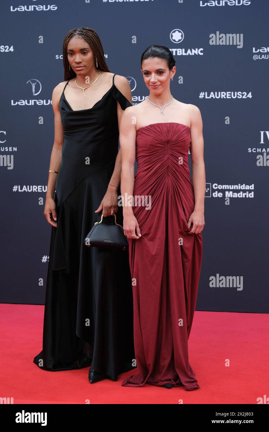 Madrid, Spain. 22nd Apr, 2024. Salma Paralluelo and Aitana Bonmatí ...