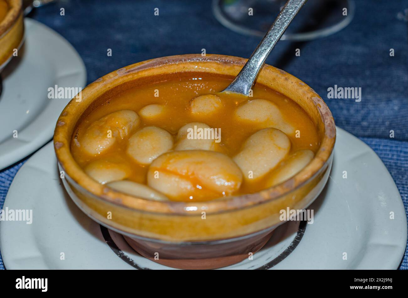 Bean dish of "Judiones de la Granja" (Granja beans), typical of the ...