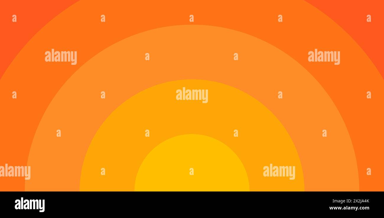Orange concentric circles banner. Sun, sunburst, sunrise or sunset ...