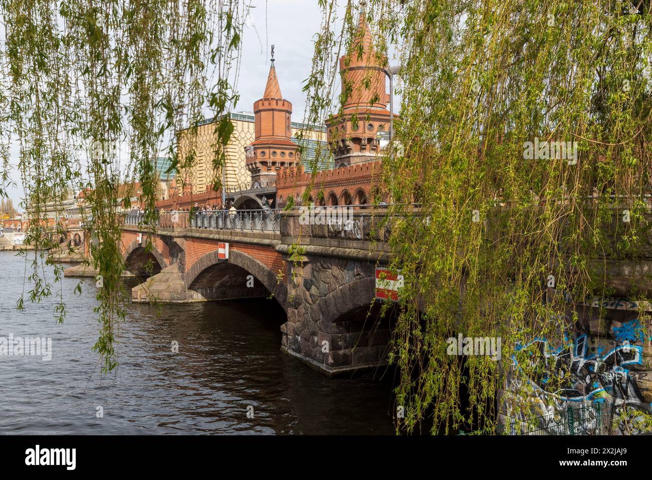 Berlin, Germany - April 19, 2024, Oberbaum Bridge - a bridge over Spree ...
