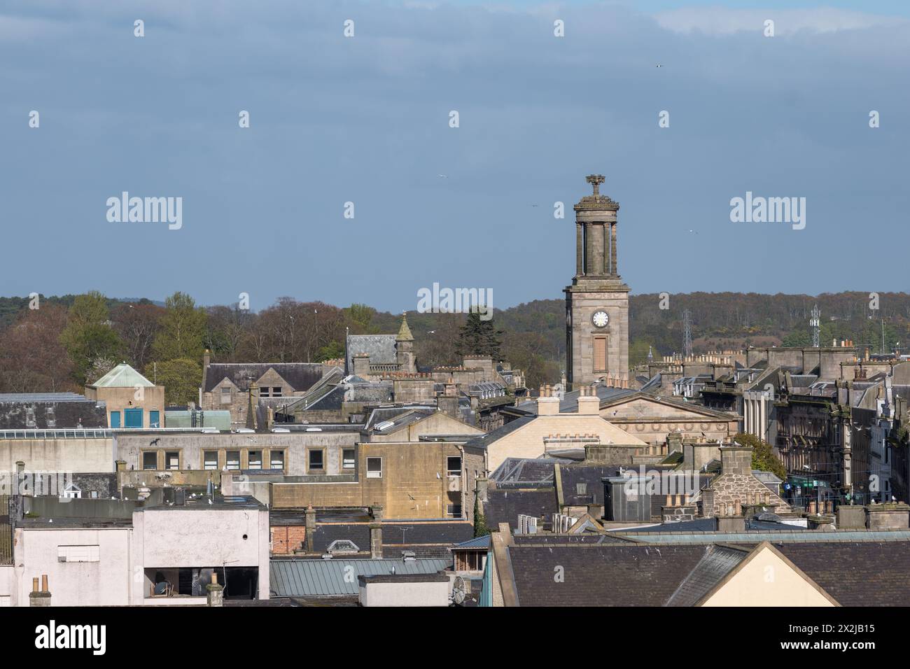 22 April 2024. Elgin,Moray,Scotland. This is a view over the rooftops ...