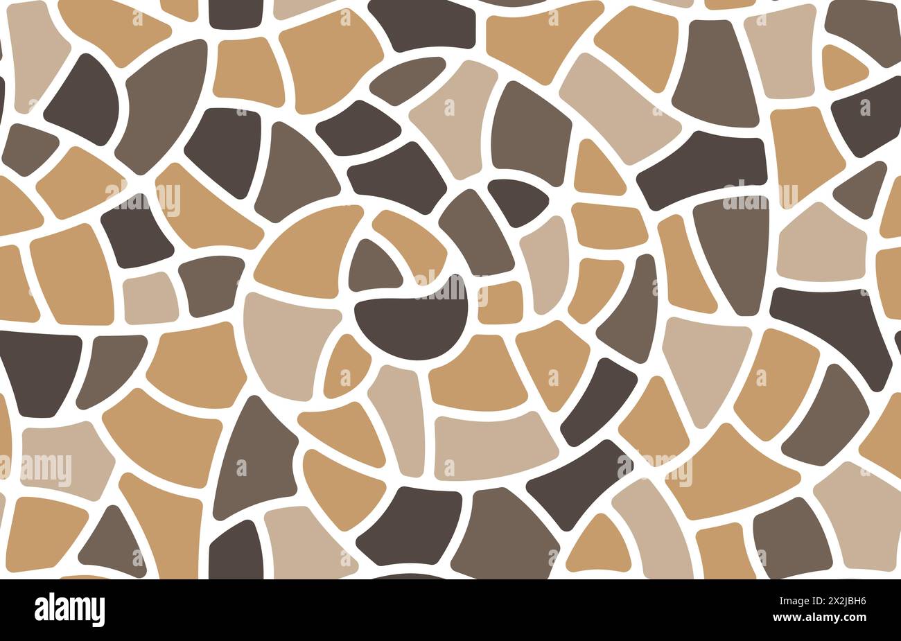 Brown swirl mosaic stone or glass tile seamless pattern. Paving floor. Vector background with ...