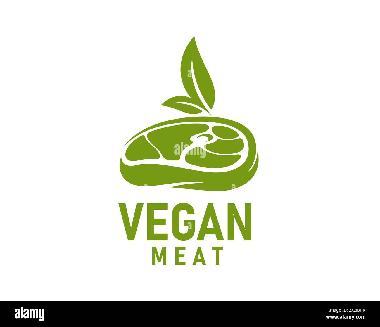 Vegan meat icon, vegetable beef steak. Isolated vector emblem with ...
