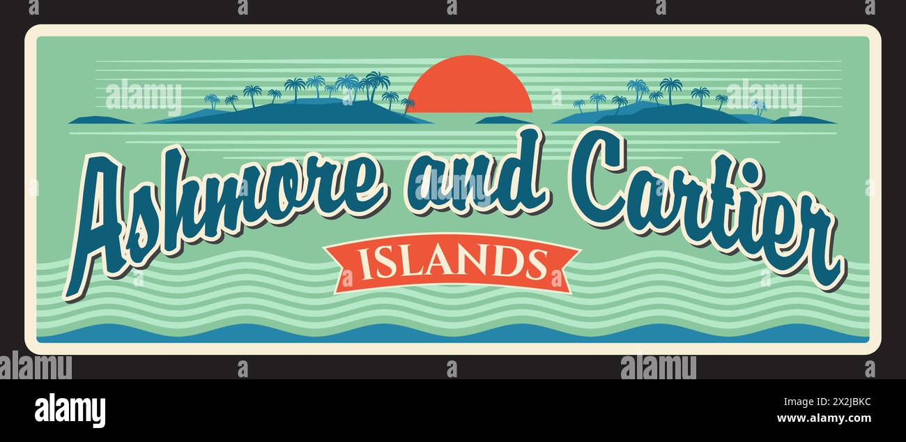 Ashmore and Cartier Islands, Australian states vintage travel plate ...