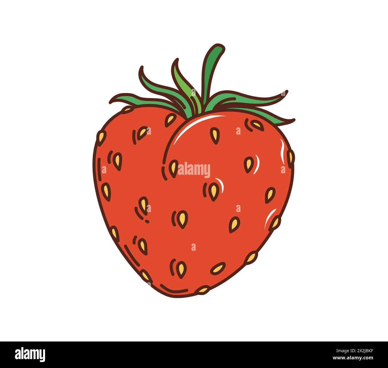 Cartoon retro groovy hippie love strawberry in heart shape, vector ...