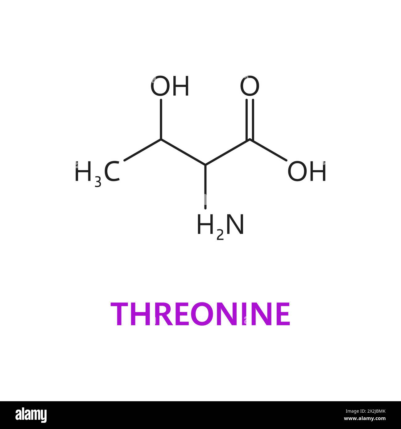 Threonine amino acid chemical molecule, essential chain structure ...