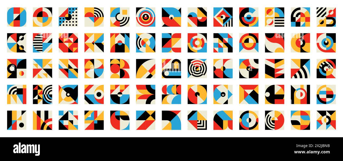 Abstract geometric elements, modern pattern of color square, circle ...