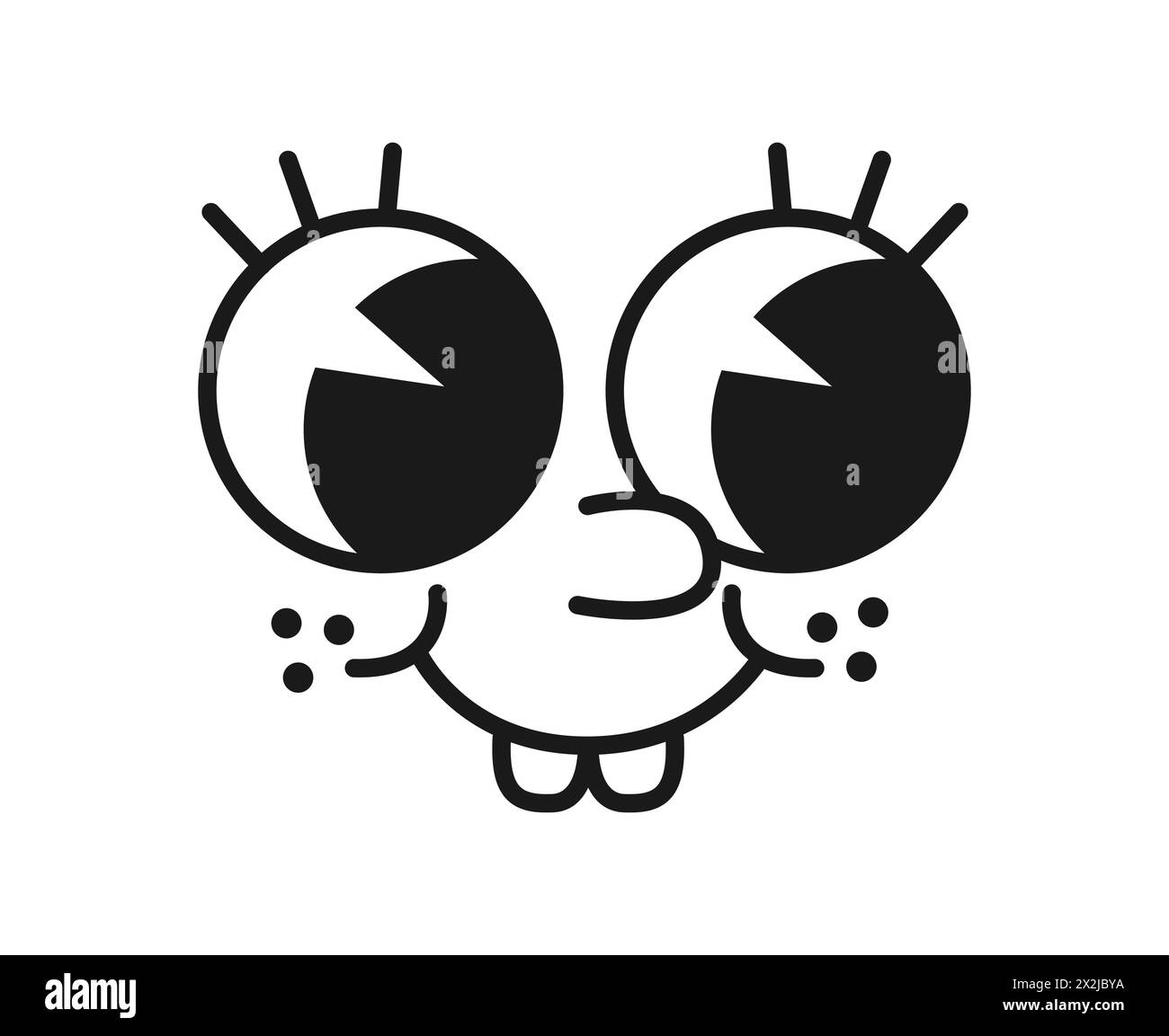 Cartoon retro cute emoji character with toothy smile, groovy face ...
