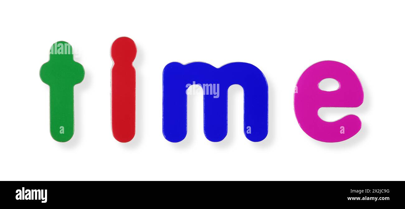 time word in coloured magnetic letters Stock Photo - Alamy