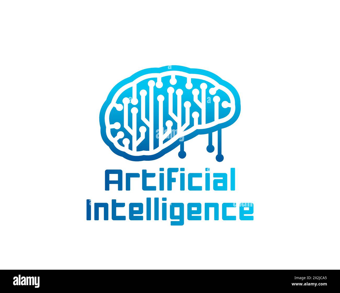 AI Artificial Intelligence icon with computer machine brain with ...