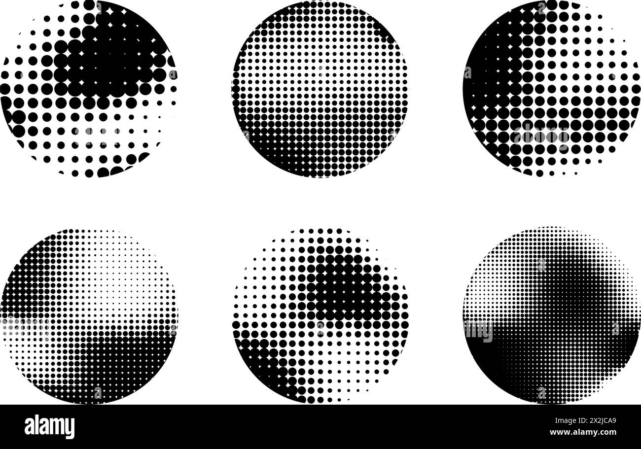Pop art comic style gradient circle halftone set. Vector illustration ...