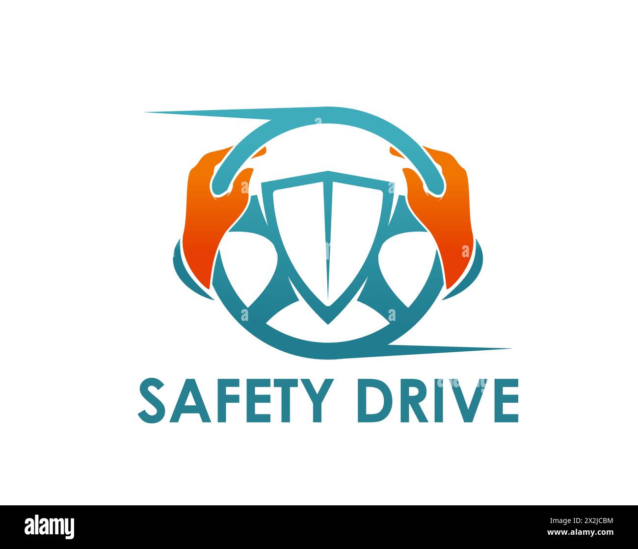 Safety drive icon for driving school, car steering wheel with hands ...