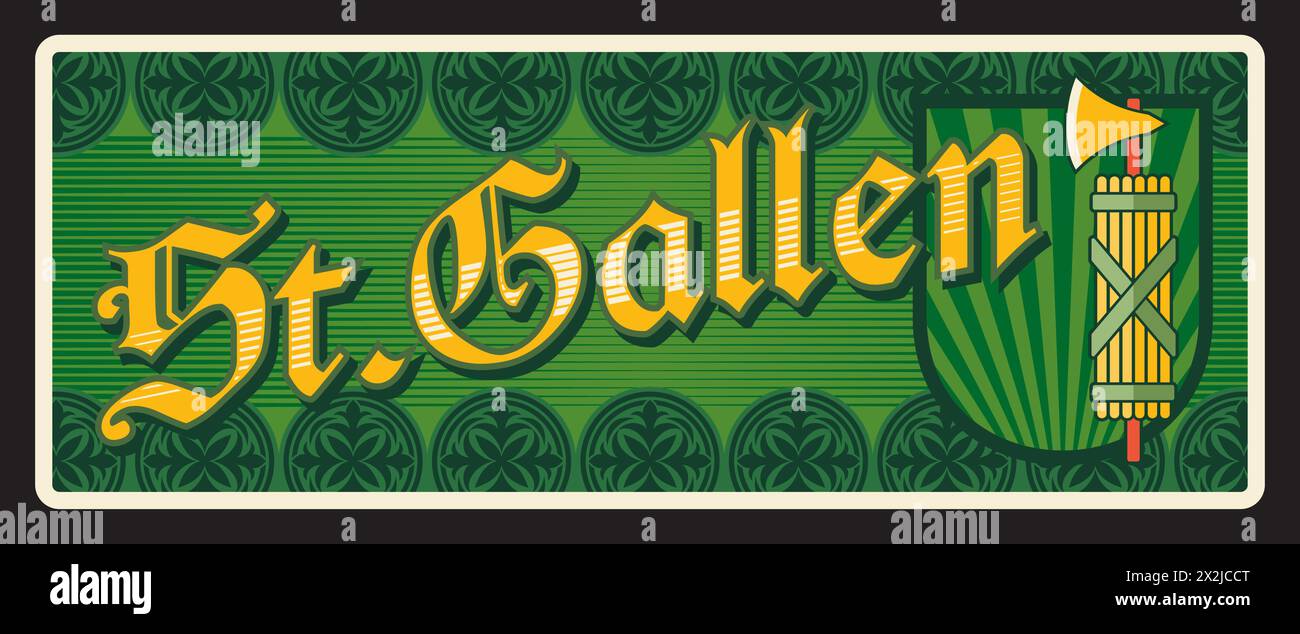 St Gallen Swiss canton old plaque with coat of arms shield with ax ...