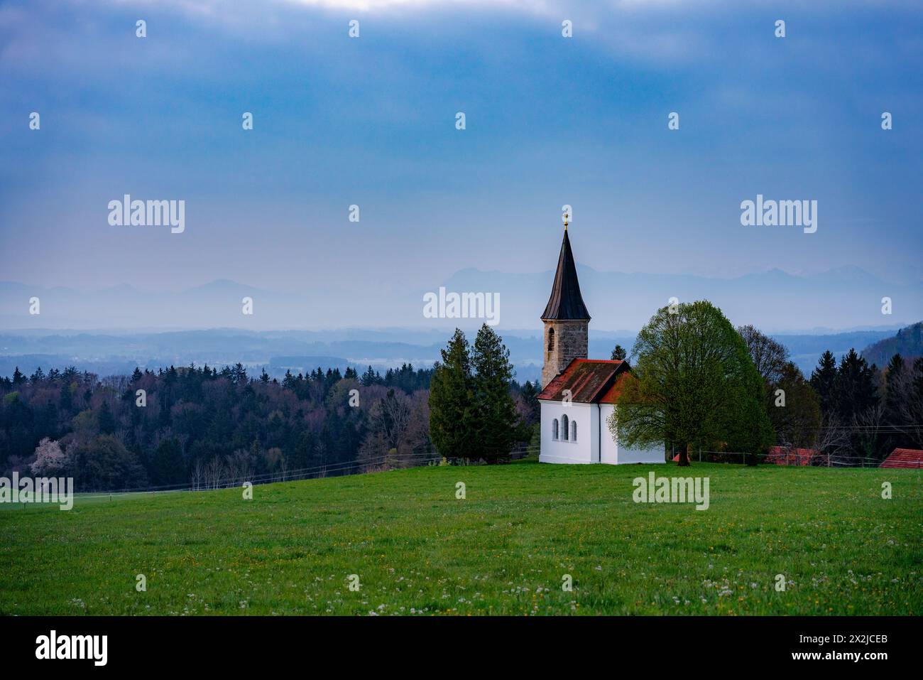 church, chapel, meadow, landscape,clouds, rain, weather, nature, etting ...