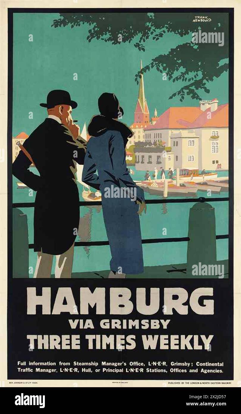 Vintage Travel Poster- Hamburg, Germany, Via Grimsby by LNER. Circa ...