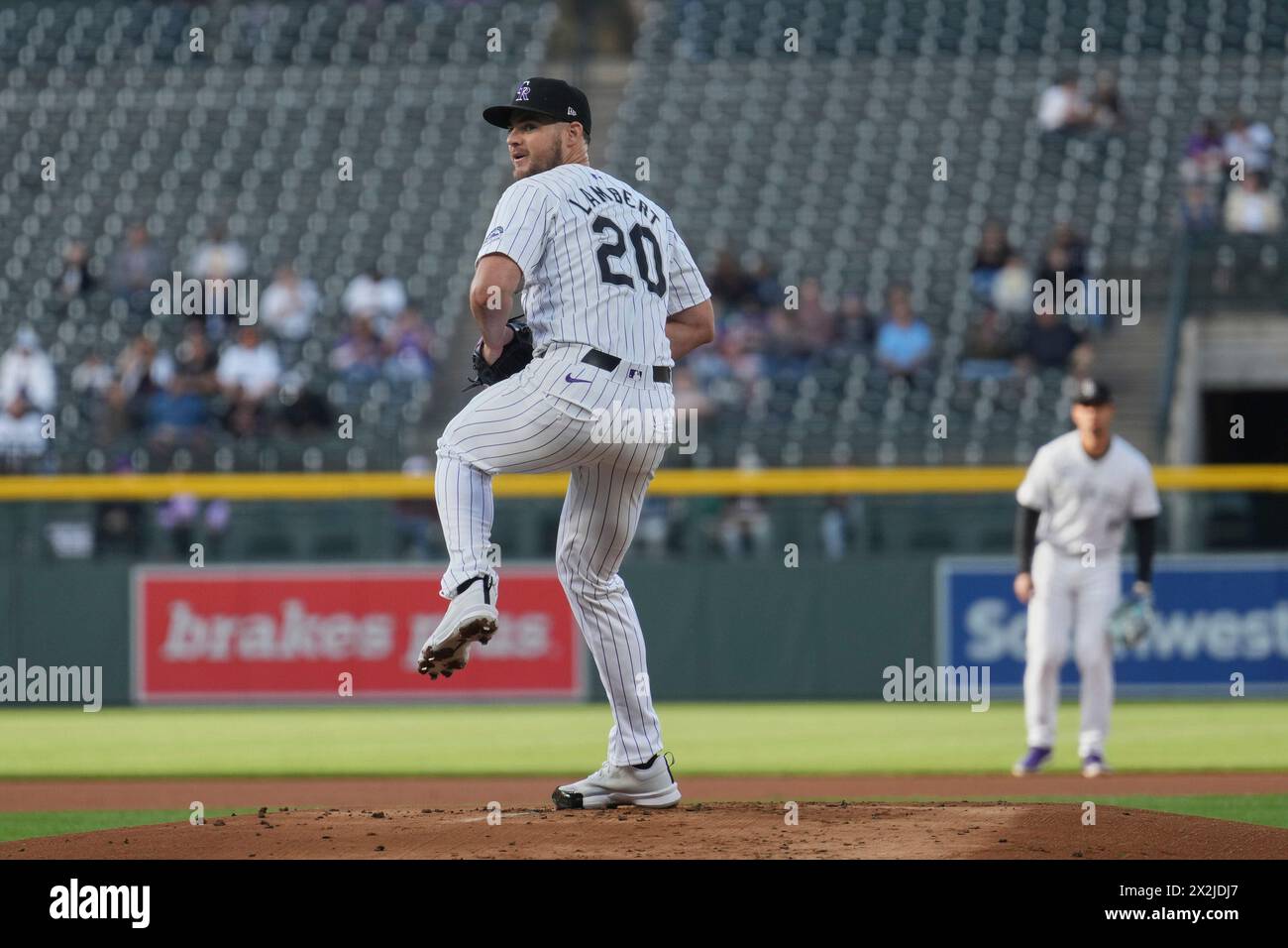 Denver CO, USA. 21st Apr, 2024. Colorado pitcher Peter Lambert (20 ...