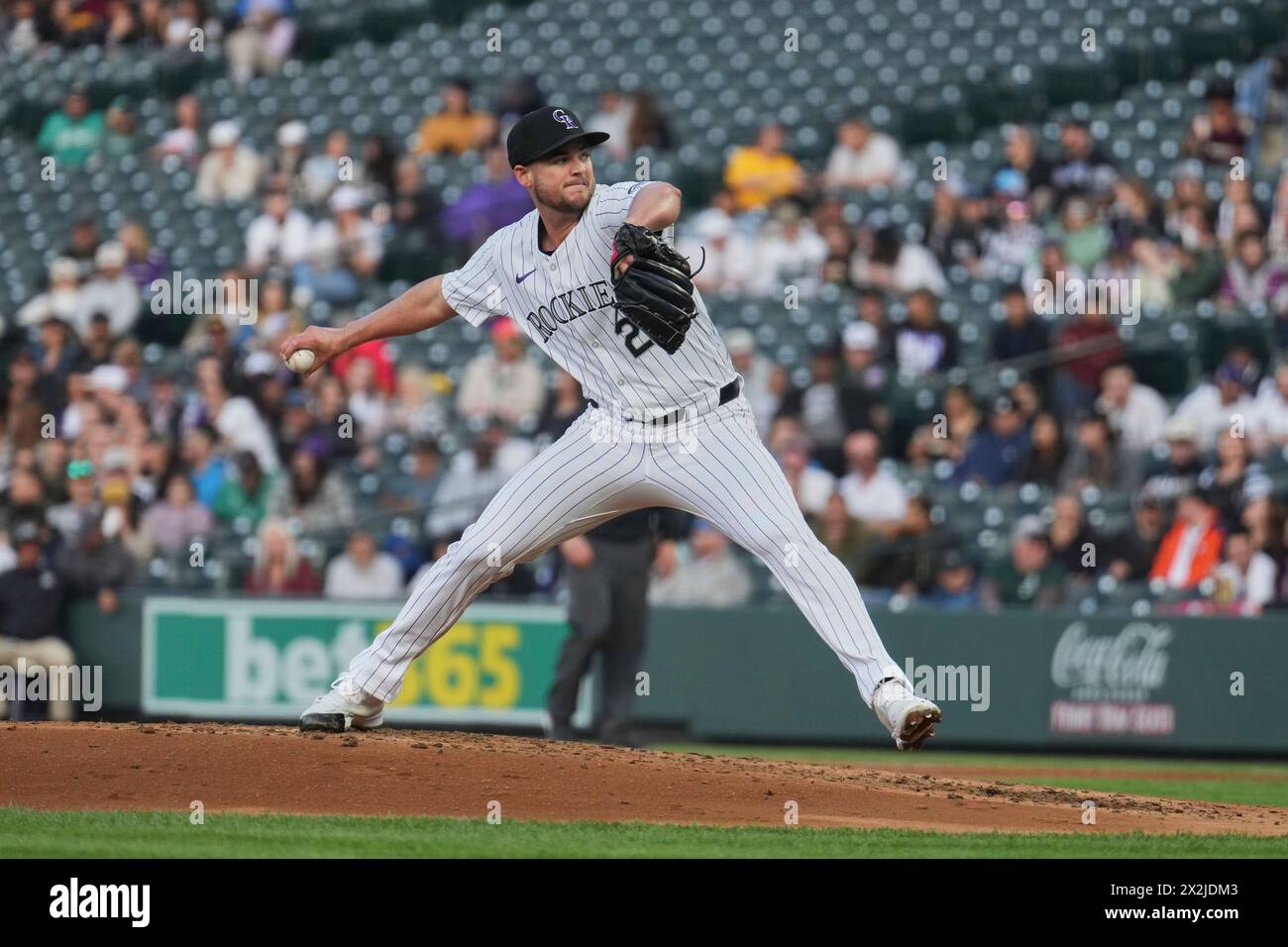 Denver CO, USA. 21st Apr, 2024. Colorado pitcher Peter Lambert (20 ...